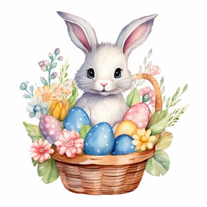 Easter Bunny Basket Clipart, High Quality PNG, Easter Clipart, Cute ...