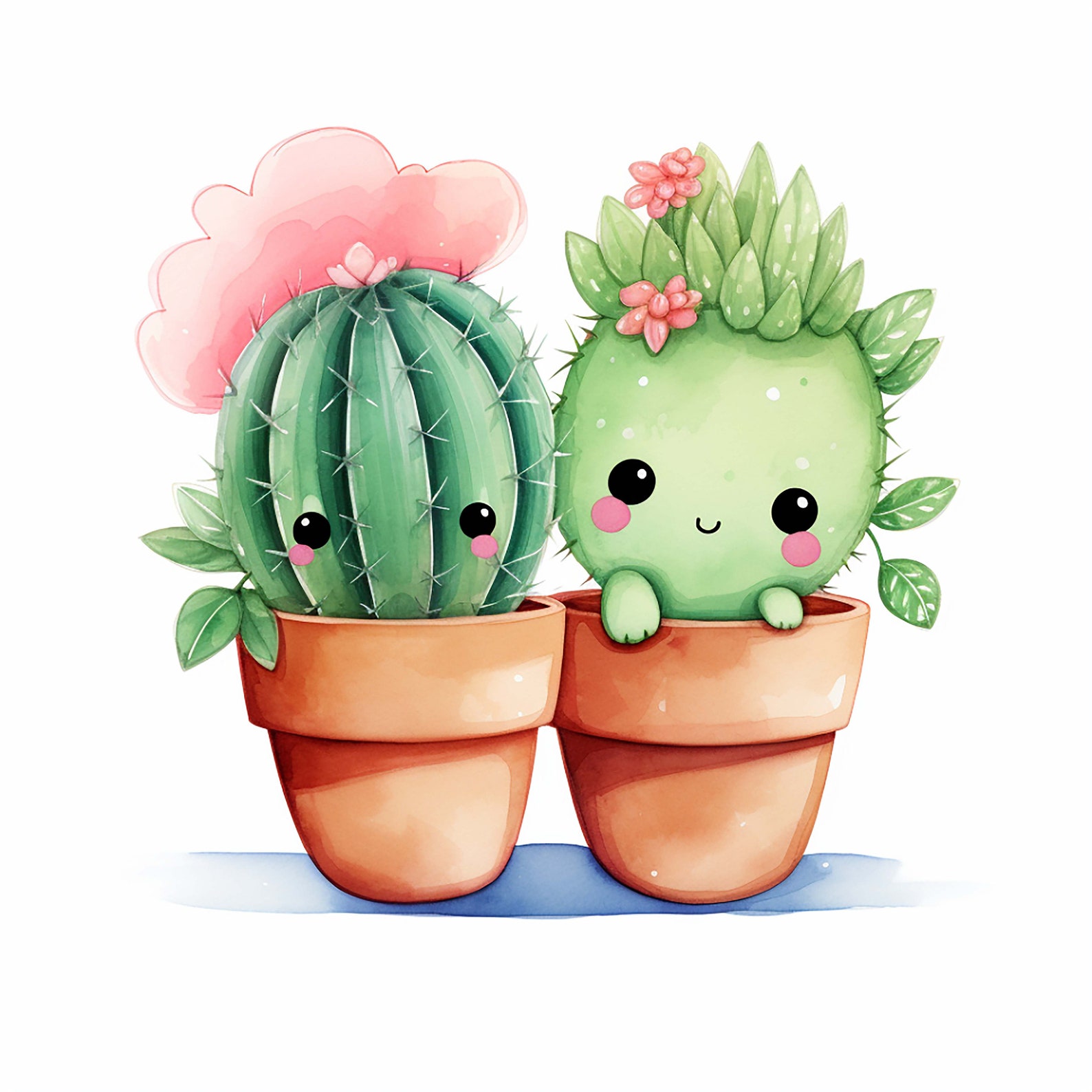 Watercolor Cute Cactus Clipart Cactus Illustration Cute - Etsy