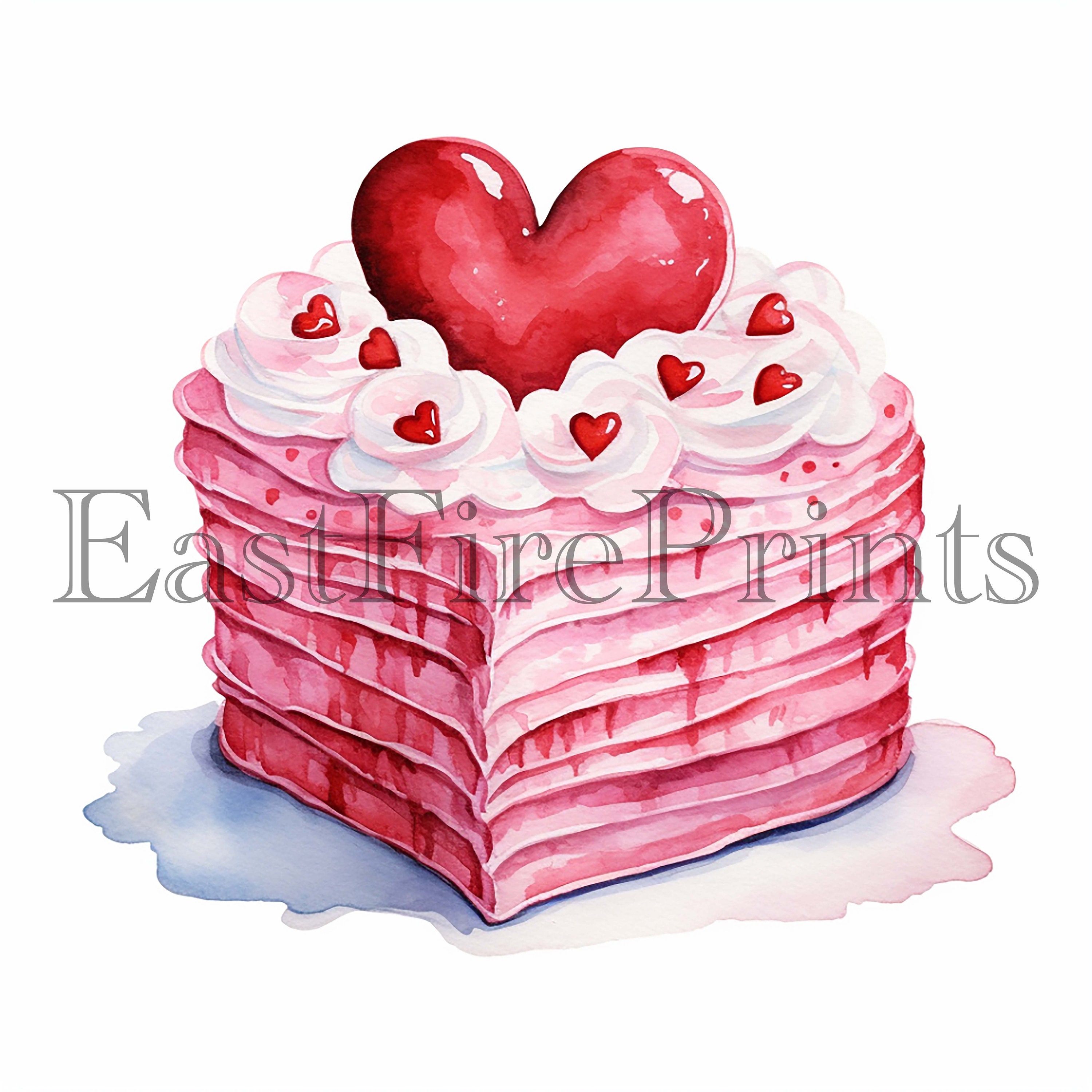 Valentine PNG Cake Clipart Watercolor Clipart Love Png - Etsy