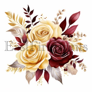 Watercolor Maroon and Gold Rose, High Quality Png, Red Rose, Flower ...