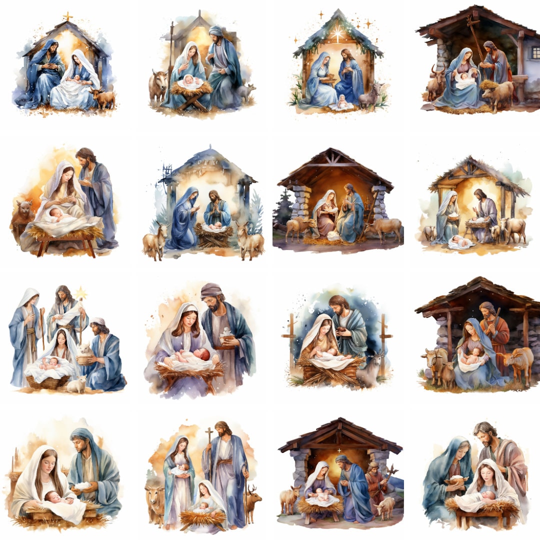 Watercolor Christmas Nativity Scene Clipart, High Quality Png ...