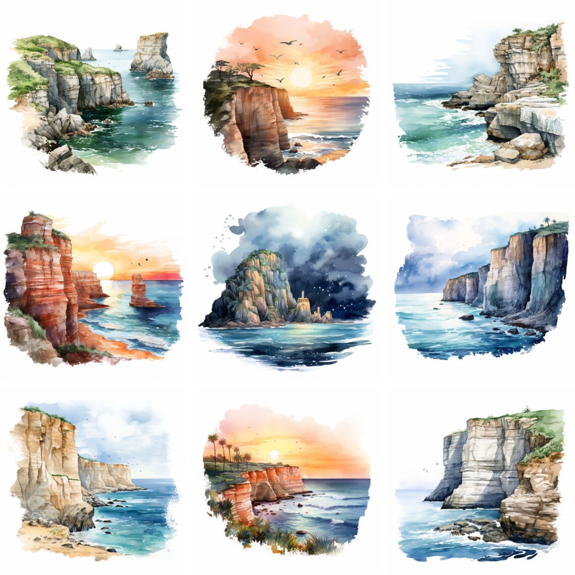 Coastal Cliff Clipart High Quality Png Scenic Clipart - Etsy