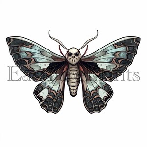 Skull Moth Clipart PNG, Death's Head Moth Clip Art, Gothic Clipart ...