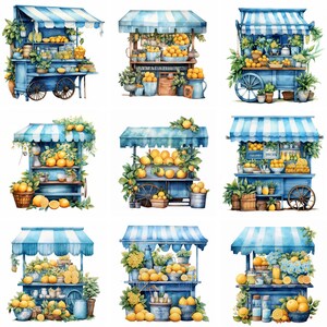 Watercolor Blue Lemonade Stand Clipart PNG Files, High Quality Food ...