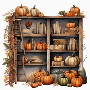 Autumn Library Clipart, Autumn Prints, Fall Png, Halloween Clipart ...