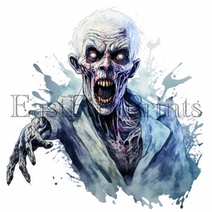 Zombie Watercolor Clipart, Horror Clipart, Zombie Clipart, Halloween ...