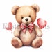 Valentine Teddy Bear PNG Watercolor Clipart Love Wall Art - Etsy