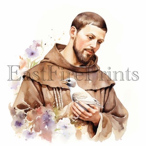 20 Saint Francis of Assisi Clipart, Watercolor Clipart, Saint Art ...