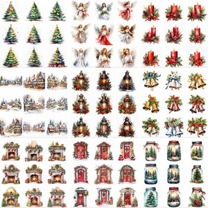 900 Christmas Clipart Bundle, Holiday Clipart, Christmas Png Bundle ...