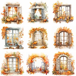 Watercolor Autumn Window Clipart PNG, Fall Clip Art, Halloween ...