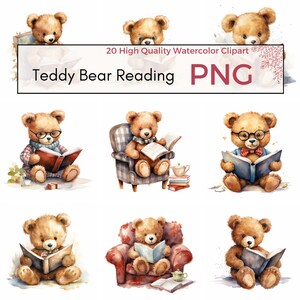 Teddy Bear Reading Clipart, High Quality PNG, Cute Nursery Clipart ...