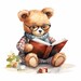 Watercolor Teddy Bear Reading Clipart, High Quality JPG, Cute Nursery ...