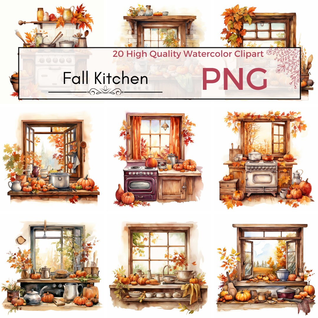 Fall Kitchen Clipart, Fall Png, Kitchen Png, Cooking Clipart, Autumn ...