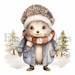 Watercolor Christmas Baby Hedgehog Clipart High Quality Png - Etsy