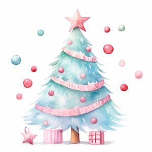 Pastel Christmas Tree Clipart, High Quality PNG Cute Christmas ...
