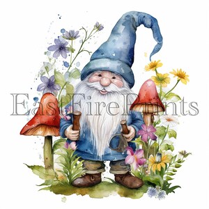 20 Watercolor Garden Gnome Clipart, PNG | Fantasy, Floral, Spring ...