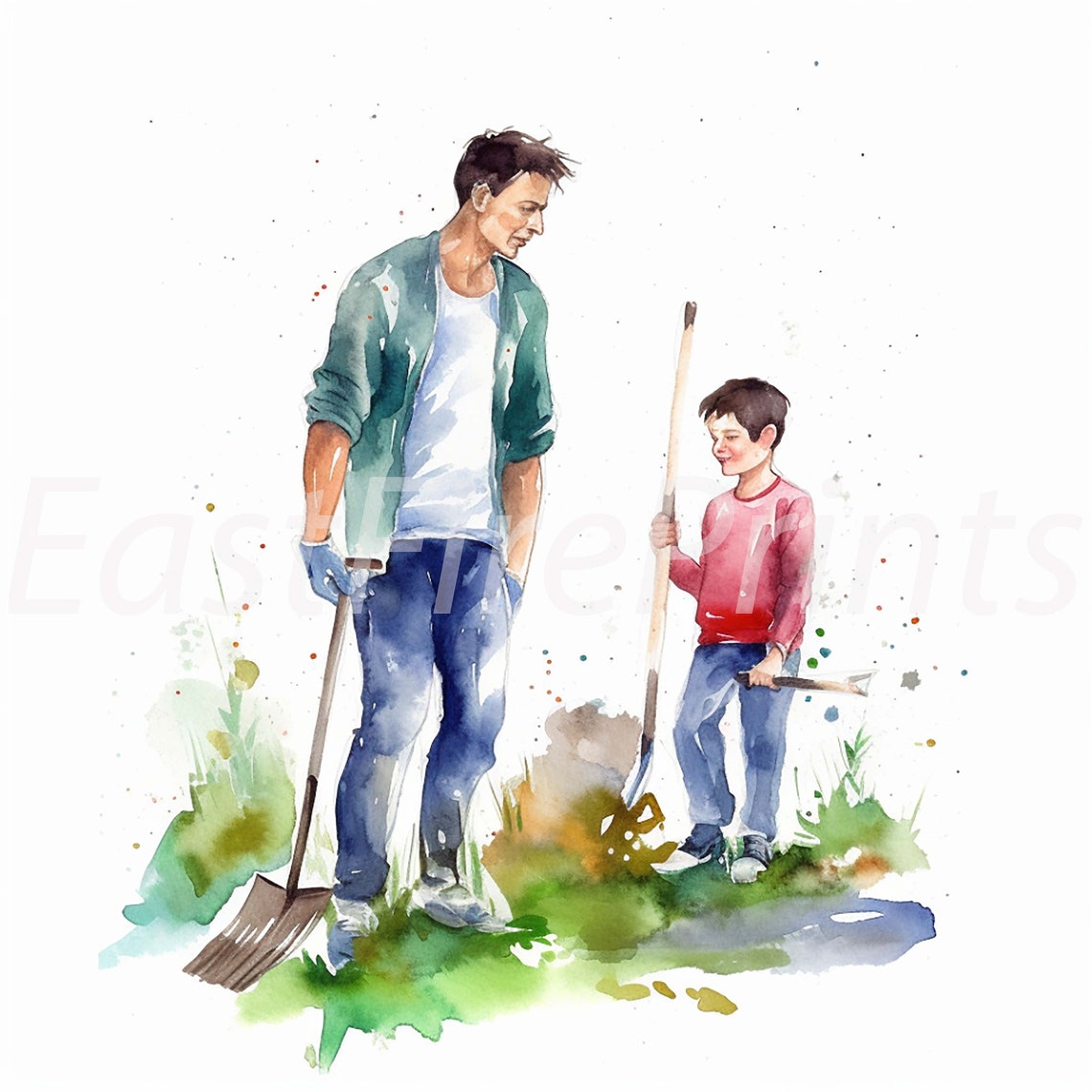 Watercolor Fathers Day Clipart Set of 10 Card Making High - Etsy