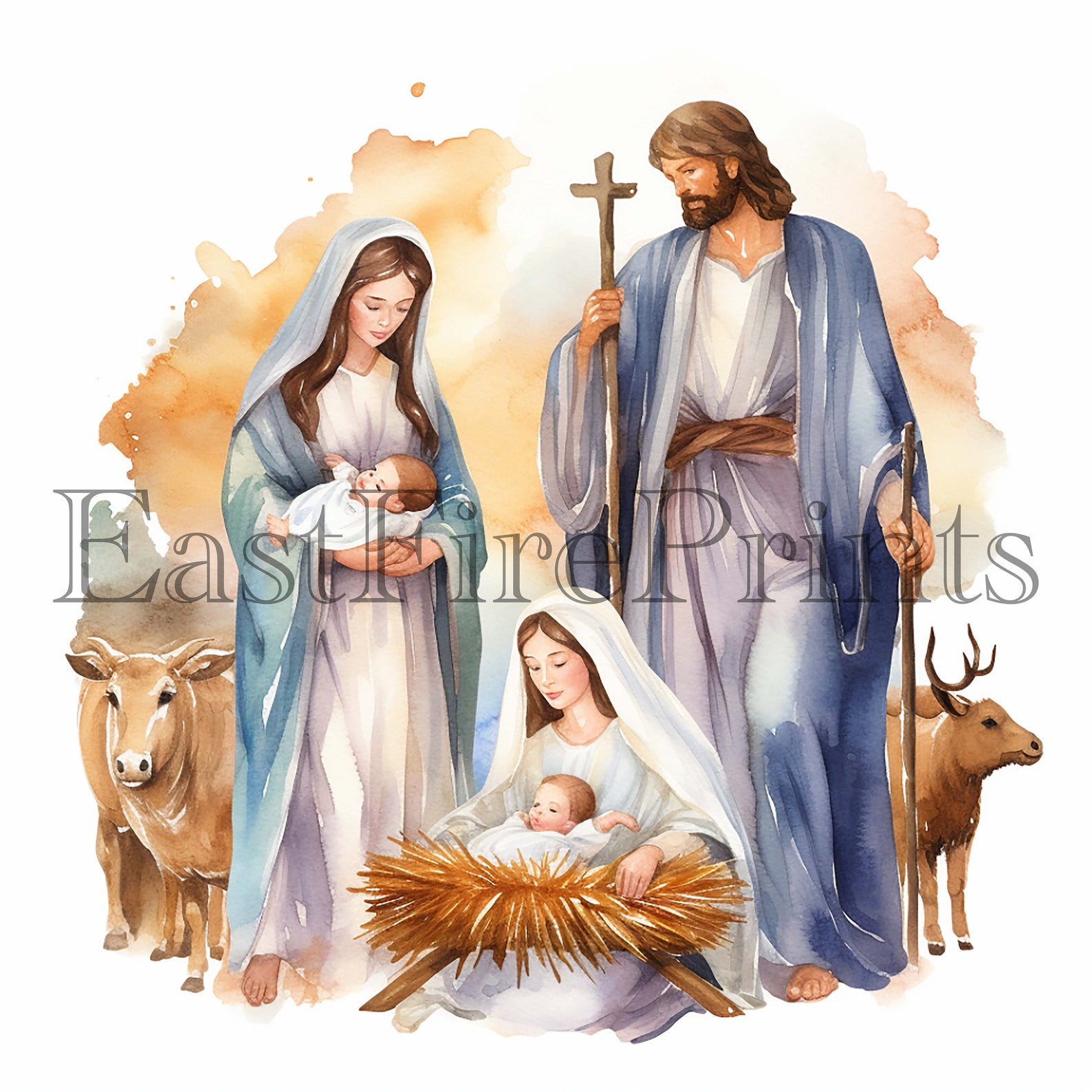 20 Nativity Scene Watercolor Clipart Christmas Clip Art - Etsy