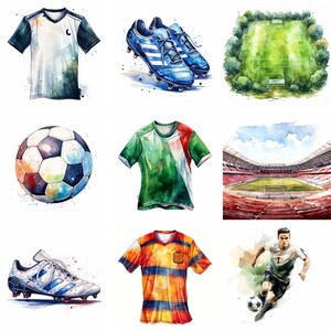 Watercolor Soccer Clipart, Soccer Ball and Cleats Clipart, Sports Jpg ...