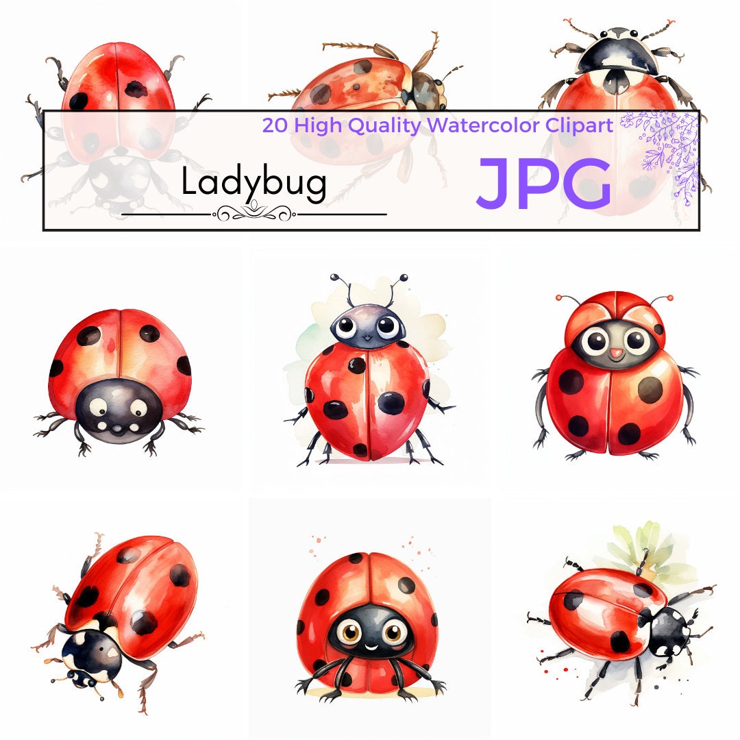 Watercolor Lady Bug Clipart, Nursery Art, Children's Clipart, Insect ...