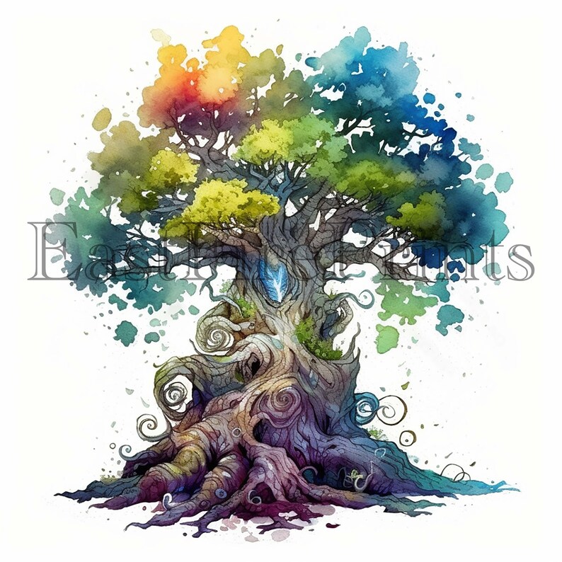 20 Watercolor Fantasy Tree Clipart Magical Trees Enchanted - Etsy
