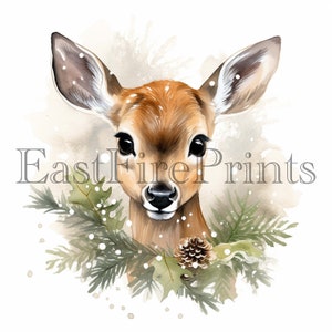 Watercolor Reindeer Clipart PNG Files, Christmas Deer Clip Art , Winter ...