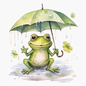 Cute Frog Holding Umbrella Clipart, High Quality PNG, Frog Clipart ...