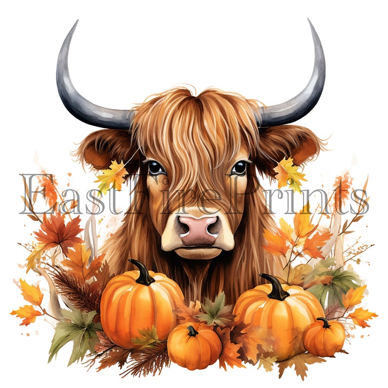 20 Autumn Highland Cow Clip Art High Quality Png Fall - Etsy