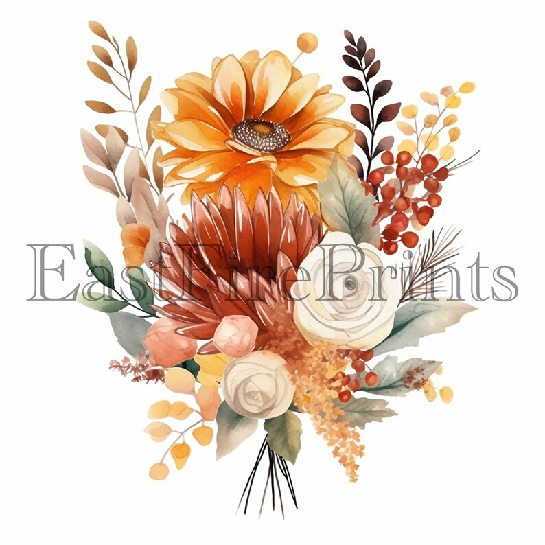 20 Watercolor Autumn Floral Clipart High Quality Png Fall - Etsy