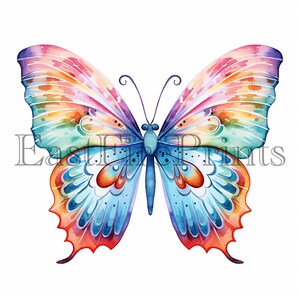 20 Retro Butterfly Watercolor Clipart, Hippie Png, Retro Clip Art ...