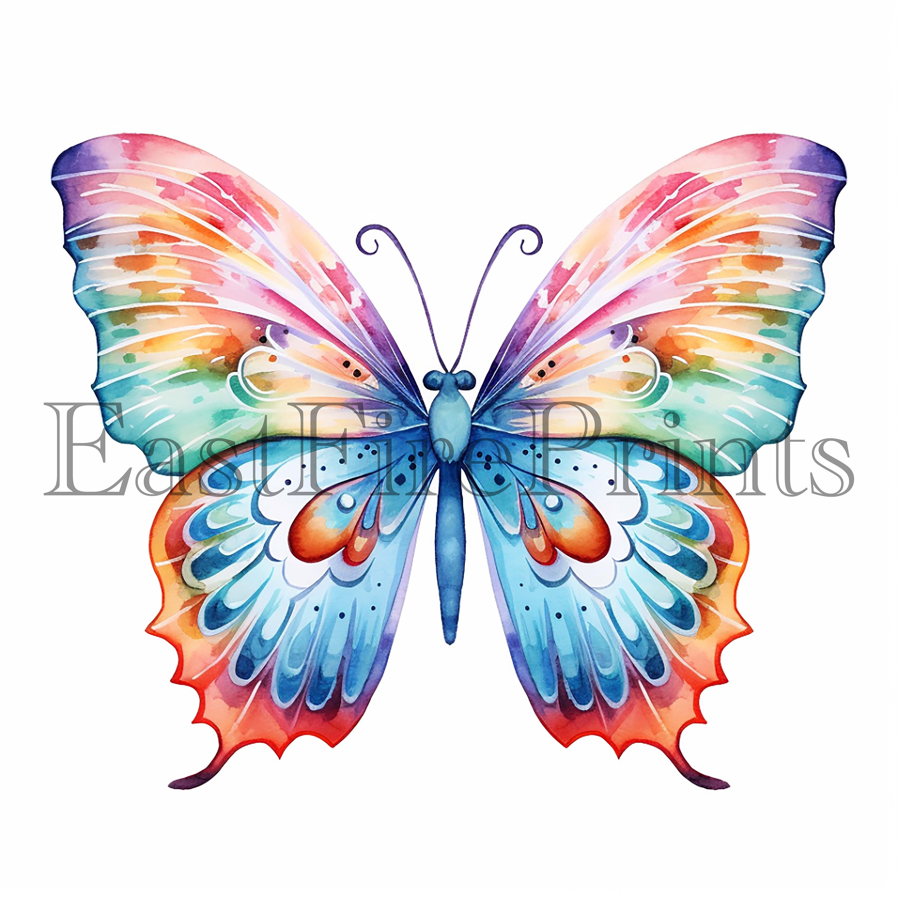 20 Retro Butterfly Watercolor Clipart Hippie Png Retro Clip - Etsy
