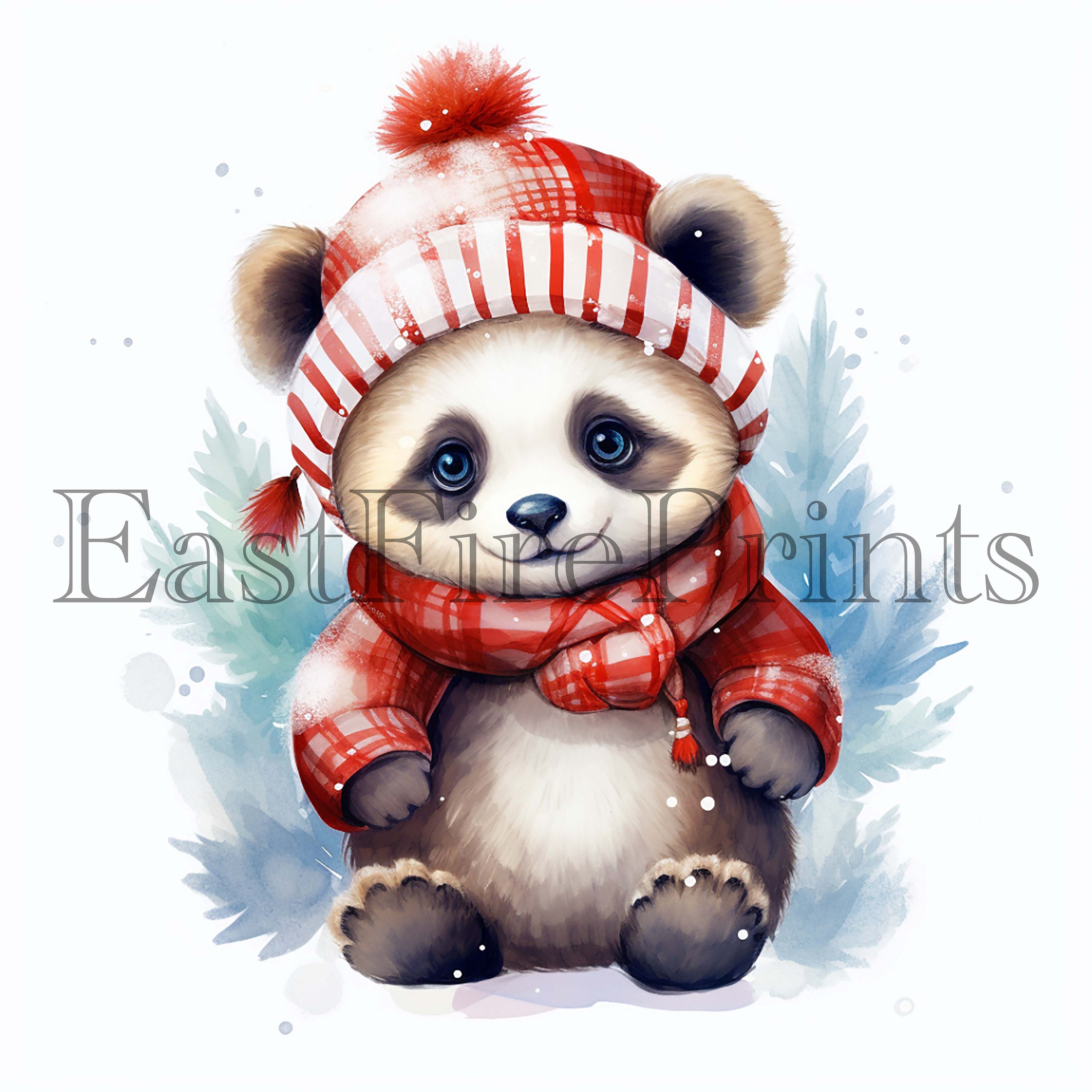 20 Cute Baby Panda Watercolor Clipart Christmas Clip Art - Etsy