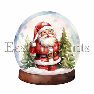 20 Christmas Santa Snow Globe Clipart, Watercolor Clip Art, Winter ...