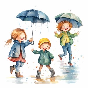 Watercolor Rain Clipart, Rain Graphics Children Clipart Nursery ...