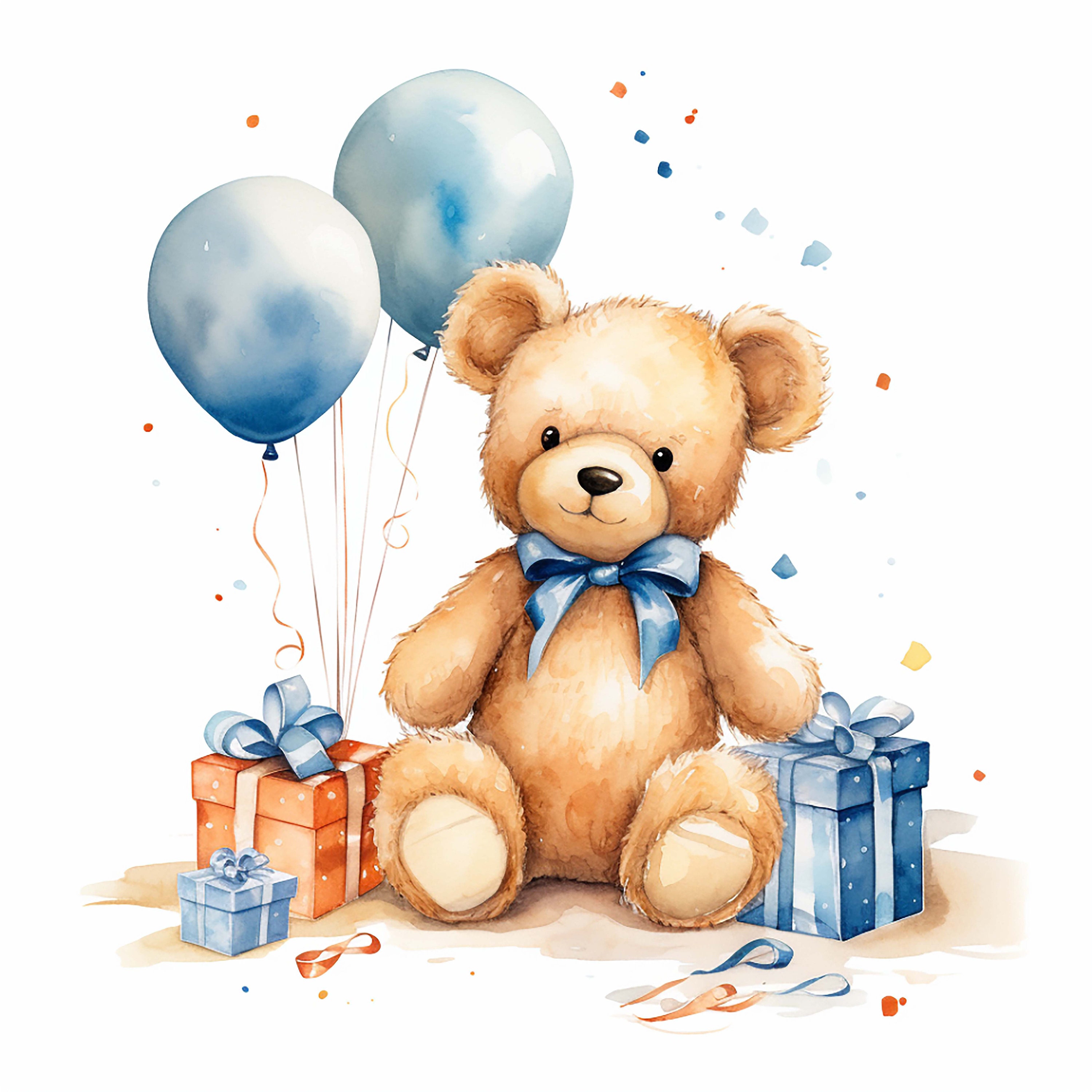 Birthday Teddy Bear Clipart High Quality PNG Nursery Decor - Etsy