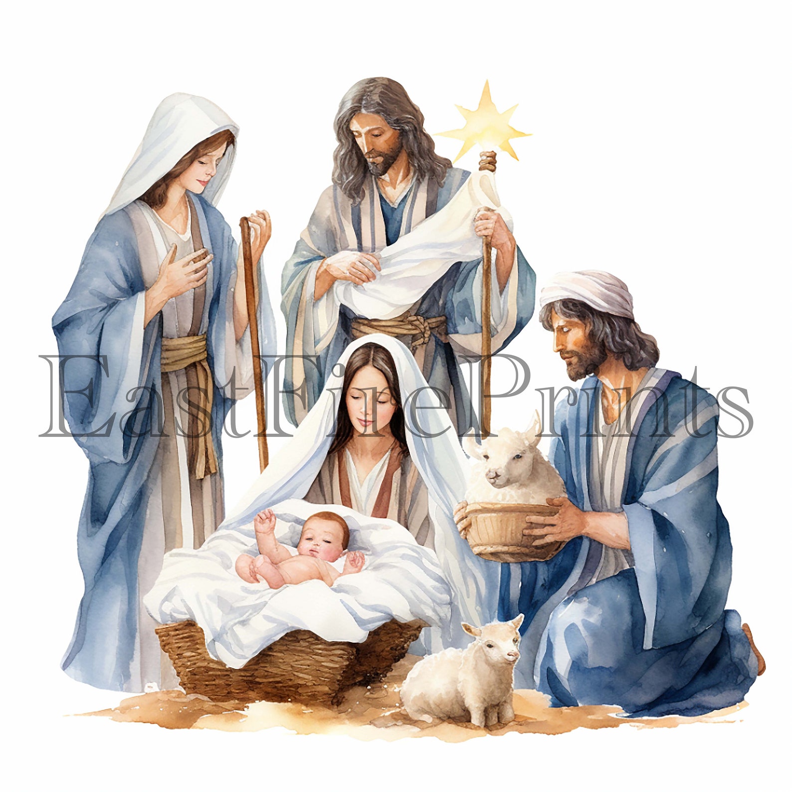 20 Nativity Scene Watercolor Clipart Christmas Clip Art - Etsy