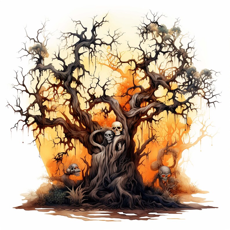 Haunted Tree Clipart High Quality Png Halloween Clipart - Etsy