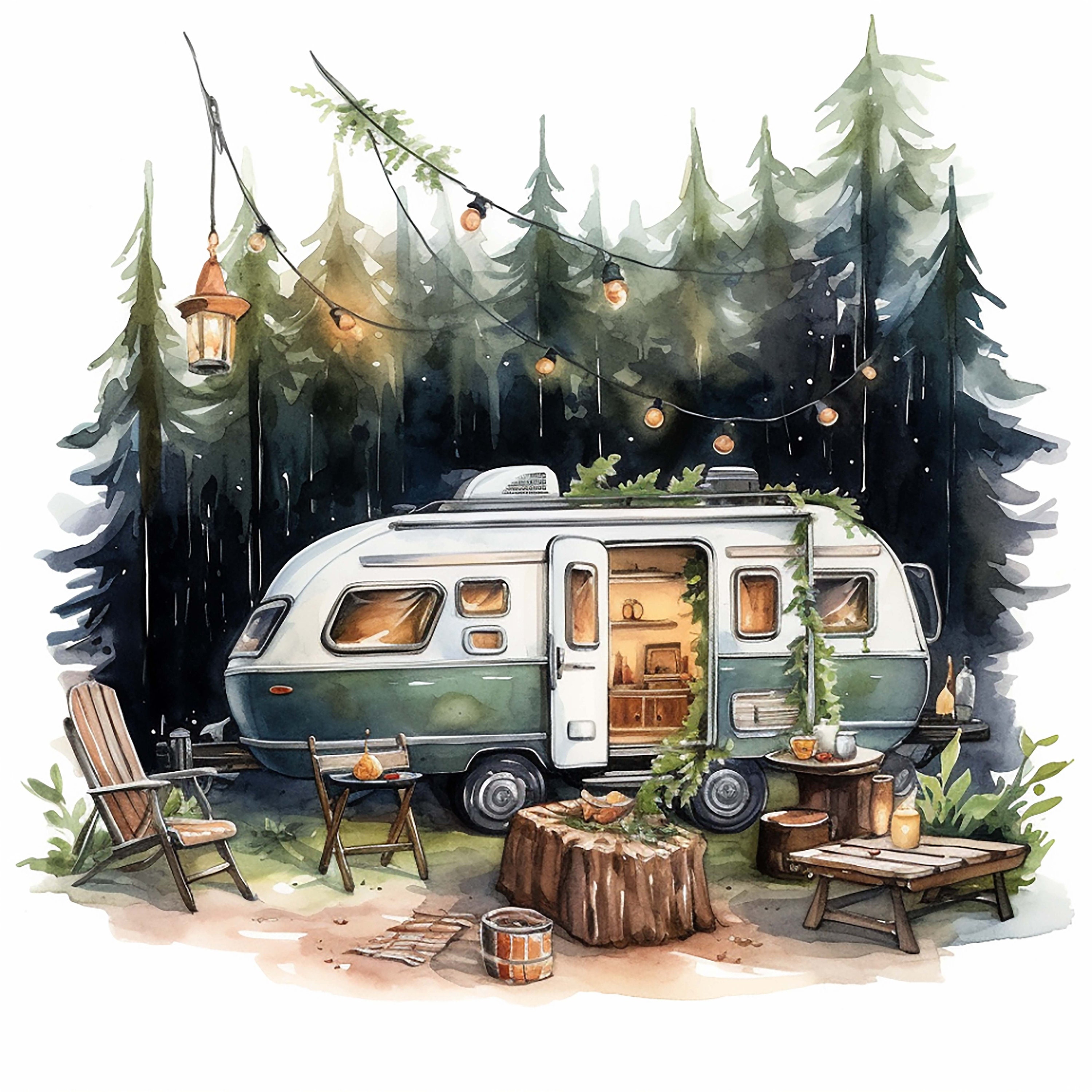 Adventure Camper Clipart High Quality Png Vacation Clipart - Etsy