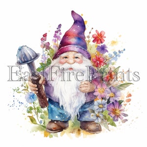 20 Watercolor Garden Gnome Clipart, PNG | Fantasy, Floral, Spring ...