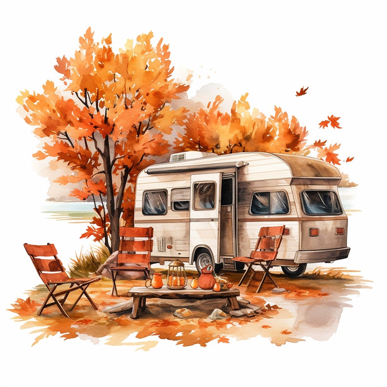 Autumn Campers Clipart Autumn Png Fall Clipart Camping - Etsy