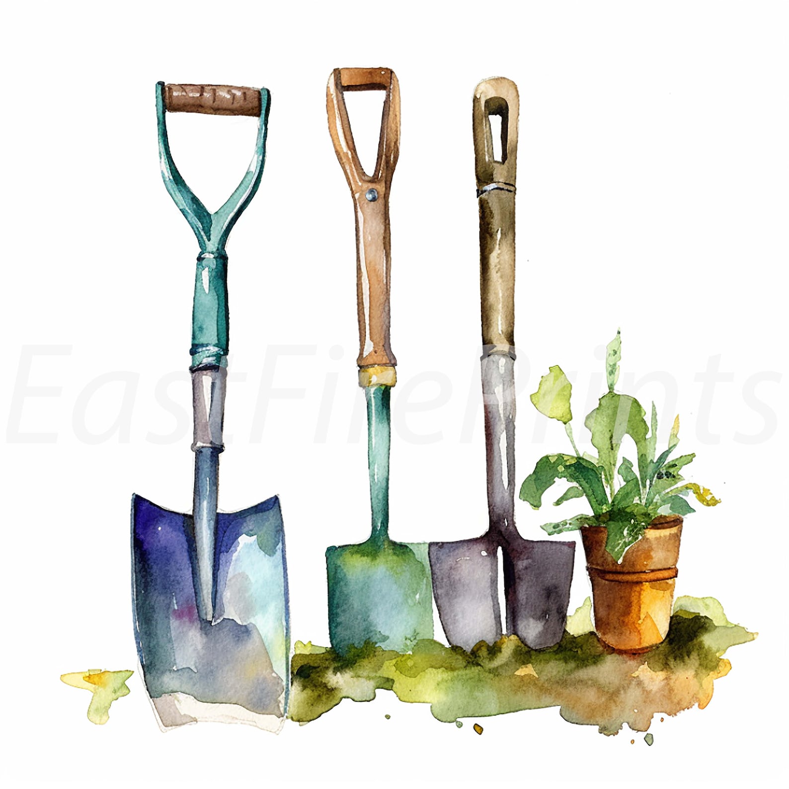 Watercolor Gardening Clipart Set Clipart Floral Digital - Etsy