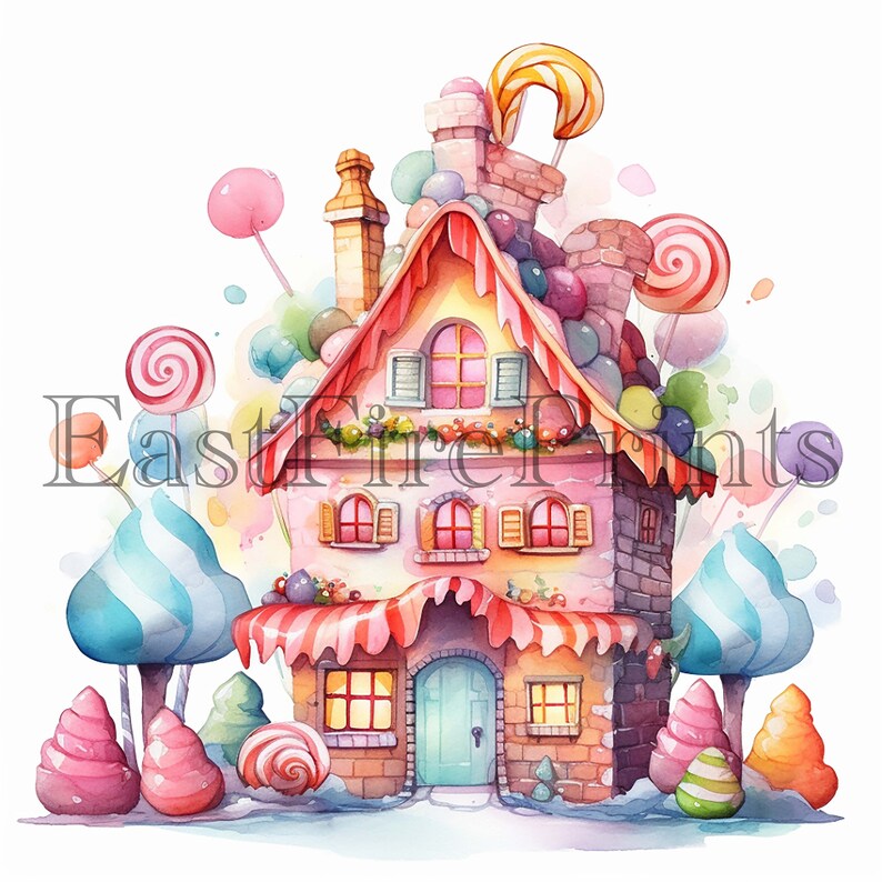 20 Watercolor Candy House Clipart PNG Fairy Tale Sweets - Etsy