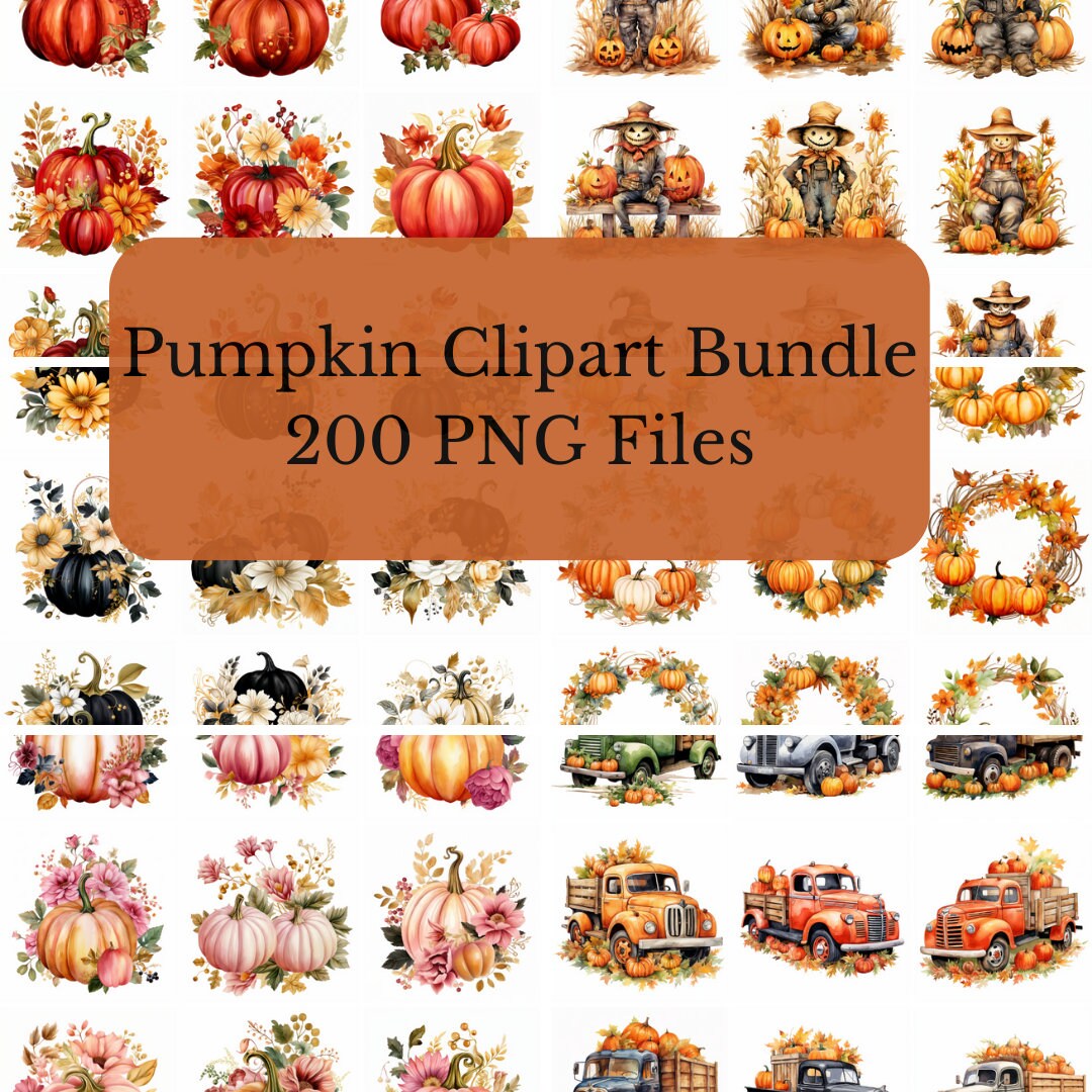 200 Pumpkin Watercolor Clipart Bundle Halloween Fall Clip - Etsy