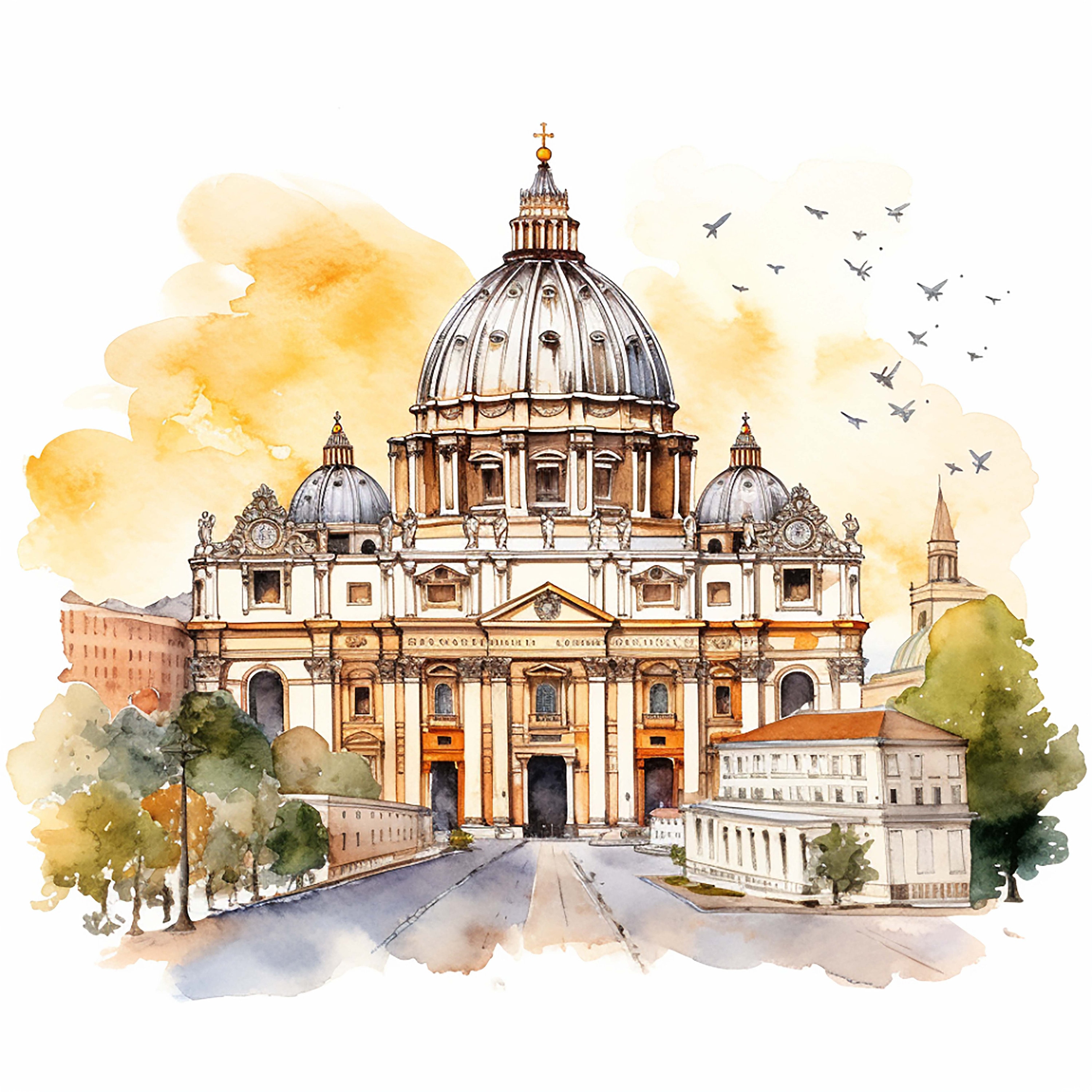 Watercolor Vatican Clipart Religious Clipart Catholic - Etsy