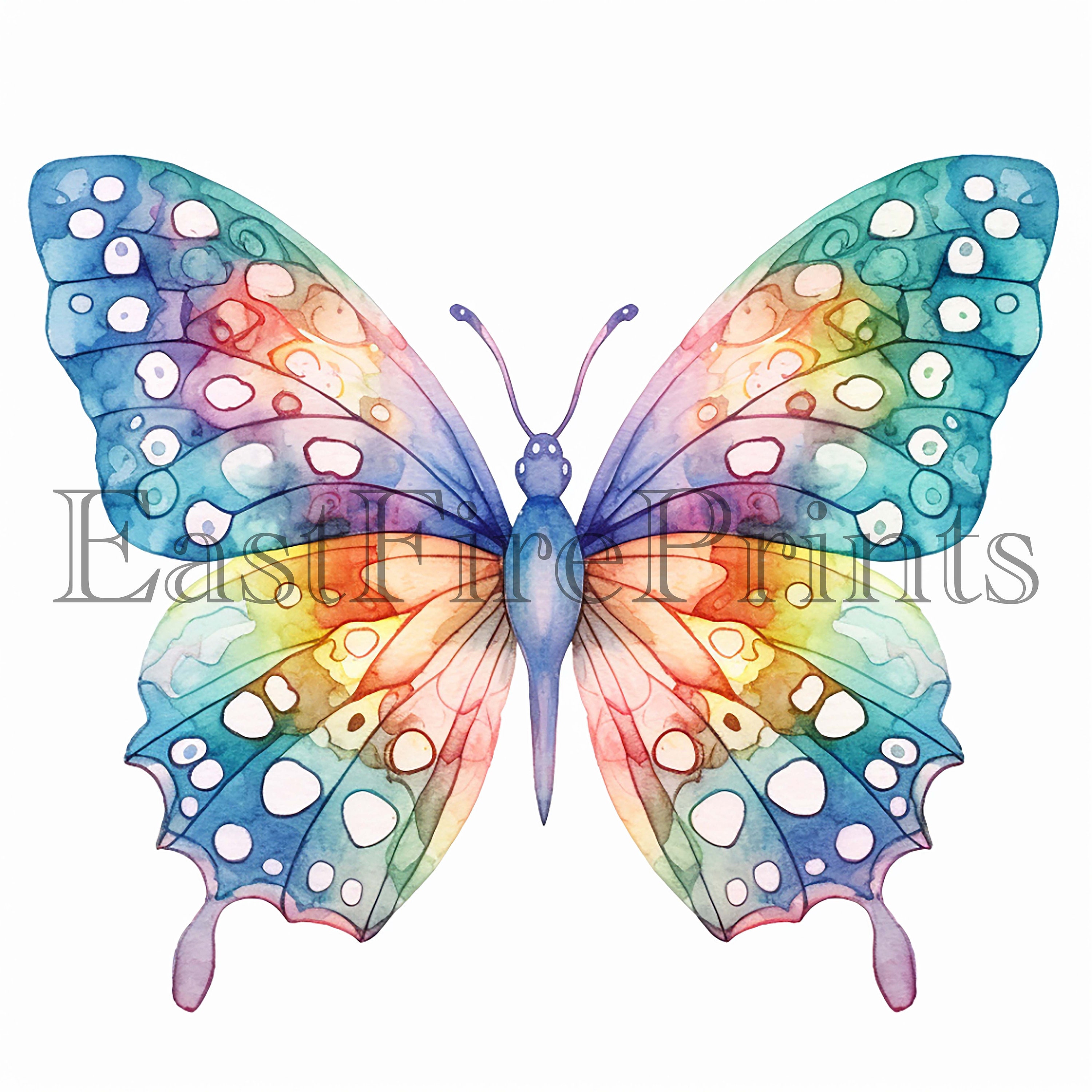 20 Retro Butterfly Watercolor Clipart Hippie Png Retro Clip - Etsy
