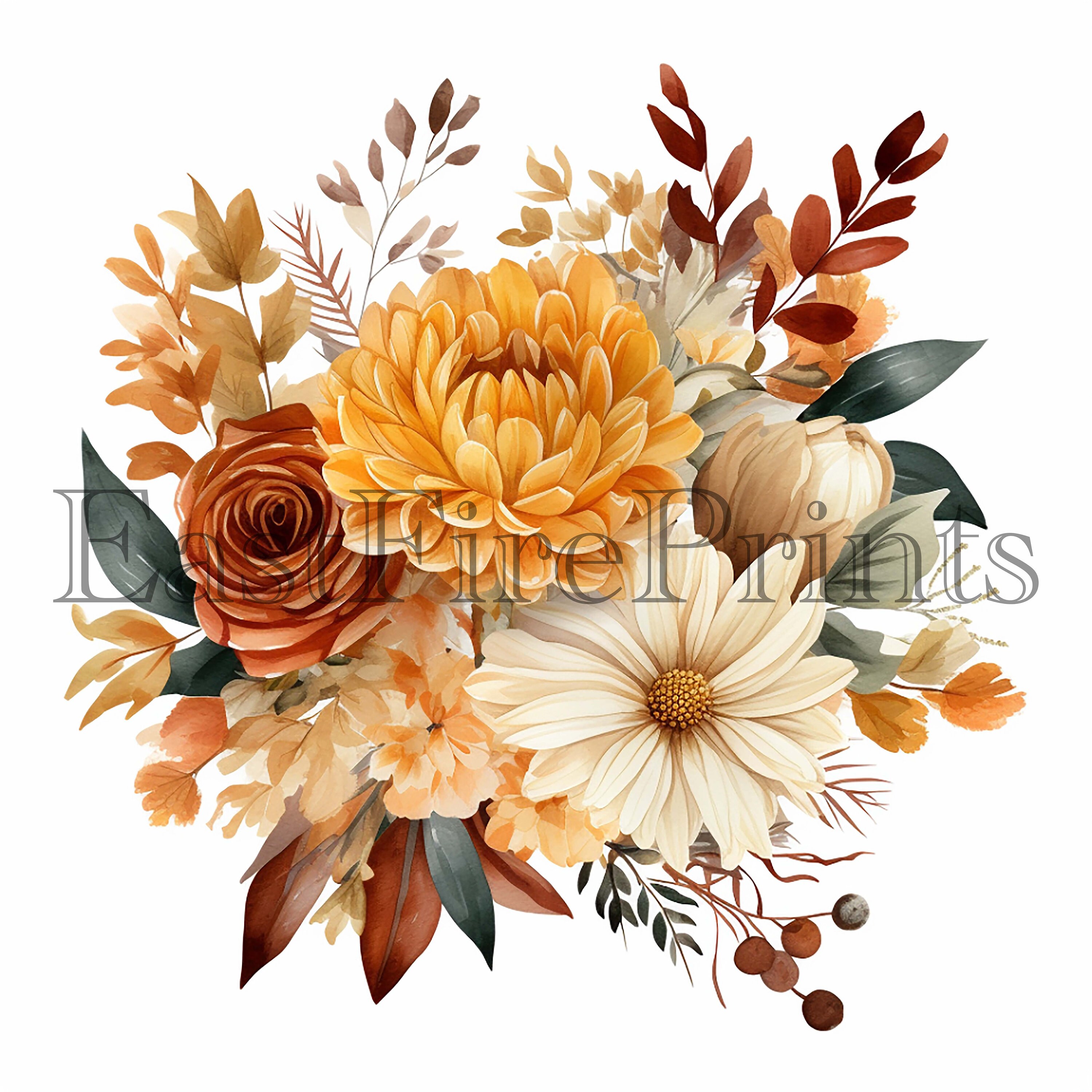 Watercolor Autumn Floral Clipart High Quality Png Autumn - Etsy