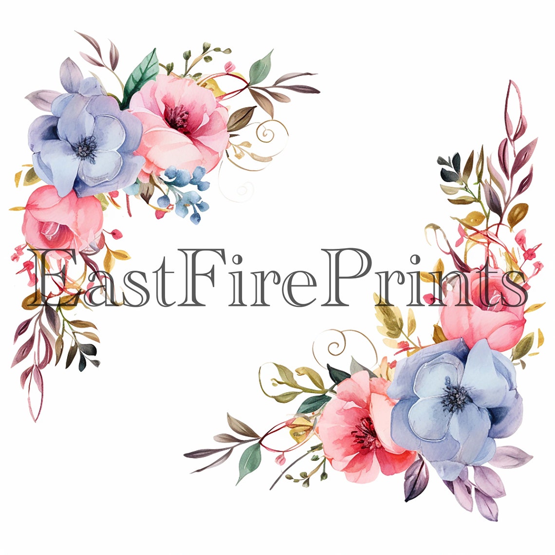 Watercolor Flower Border Clipart High Quality Png Botanical - Etsy