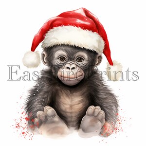 Watercolor Baby Safari Animals Christmas Clipart, Cute Adorable Xmas ...