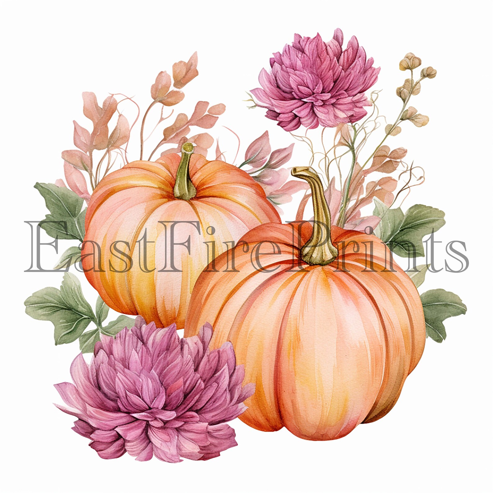 Watercolor Pink Pumpkin Clipart High Quality Png Fall - Etsy