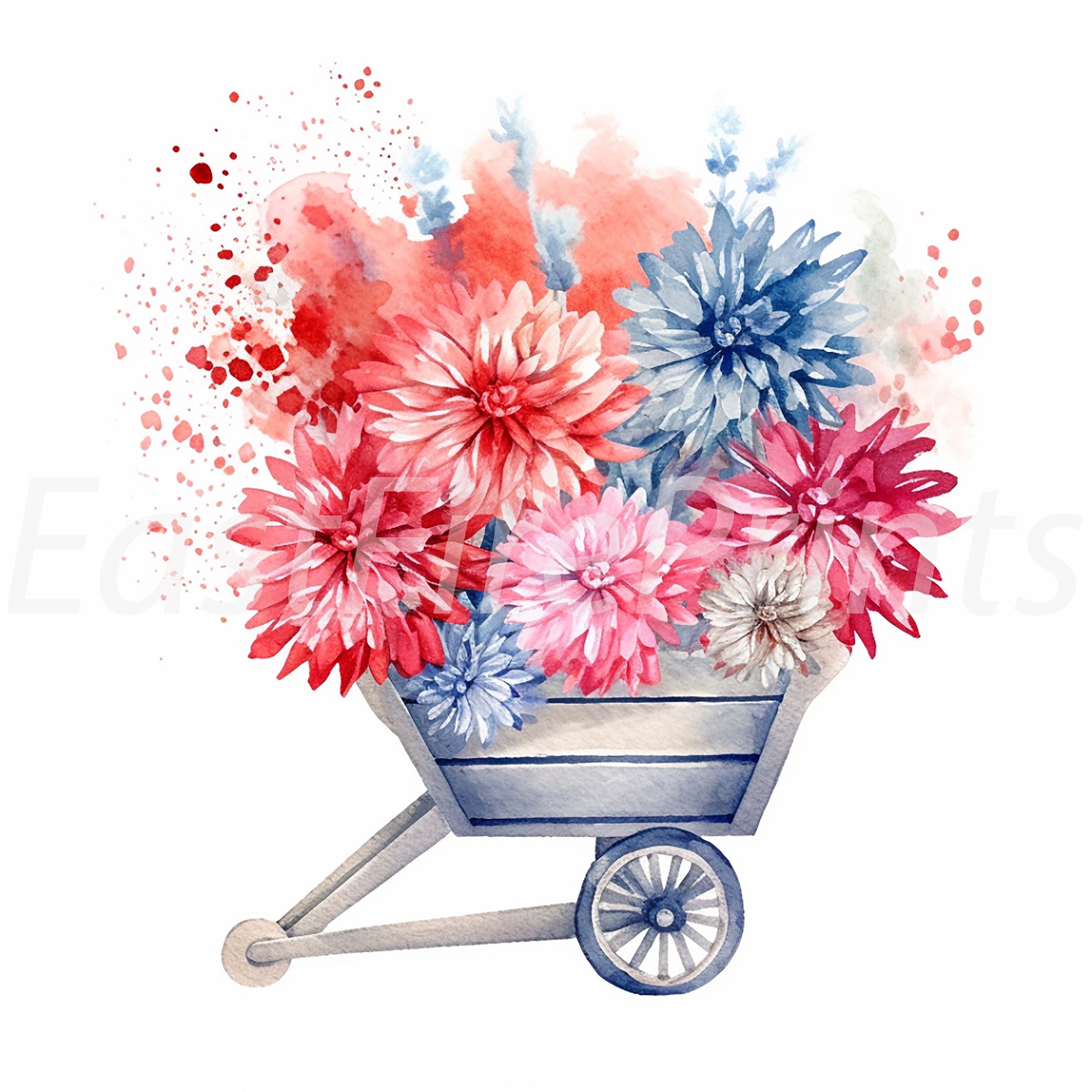 Watercolor 4th of July Floral Clipart Collection 3 Patriotic - Etsy